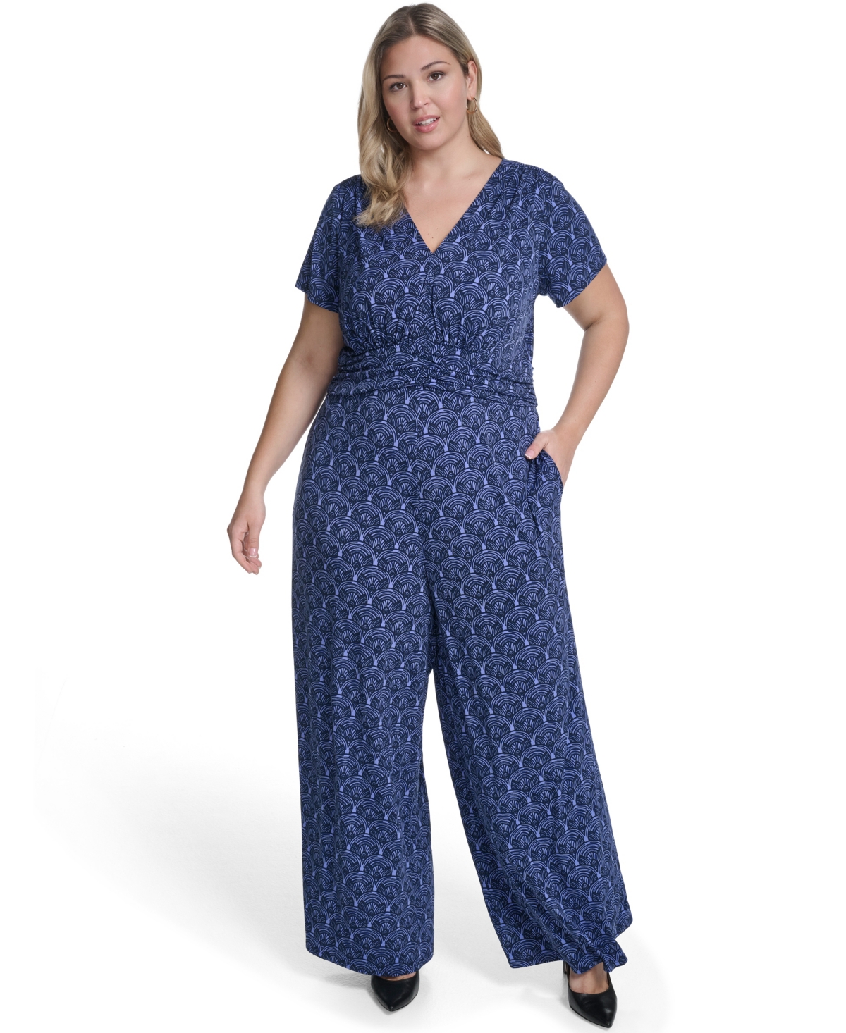 Click here for Vince Camuto Plus Size Cap-Sleeve V-Neck Jumpsuit... prices