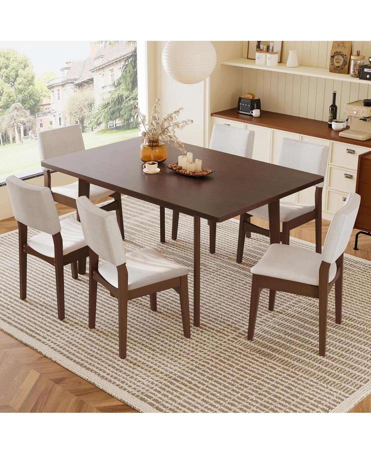 Click here for Streamdale 7-Piece Modern Dining Set - Solid Wood... prices