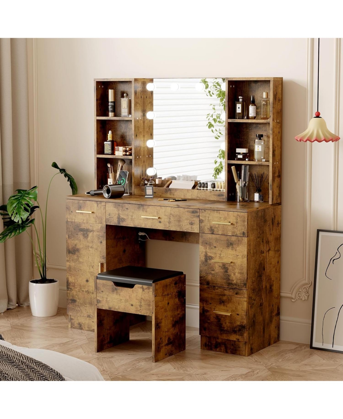 Click here for gaomon Led Lighted Vanity Desk with Mirror  Makeup... prices