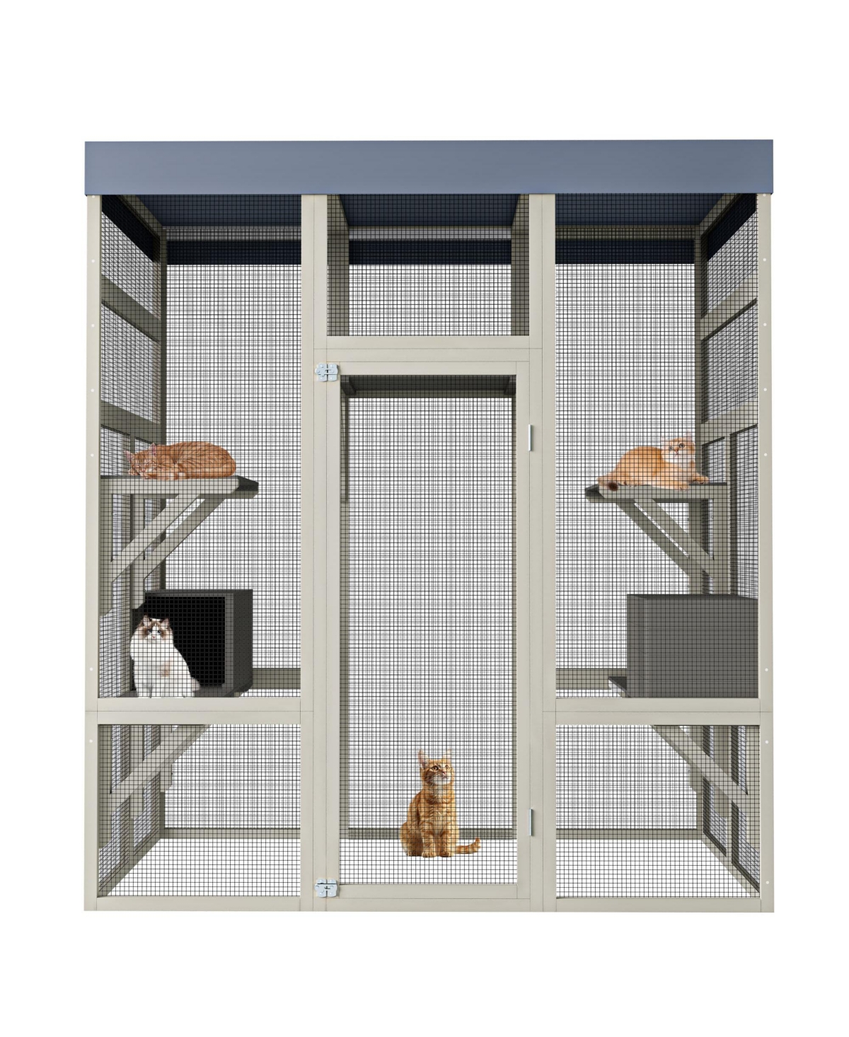 Click here for Zeus & Ruta Gray Wooden Outdoor Catio with 2 Nappi... prices