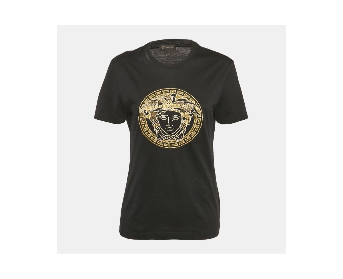 Click here for Pre-Owned Versace Womens Black Medusa Embroidered... prices