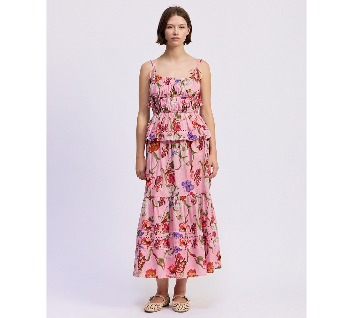 Click here for En Saison Womens Tusla Scoop Neck Peplum Top - Pin... prices