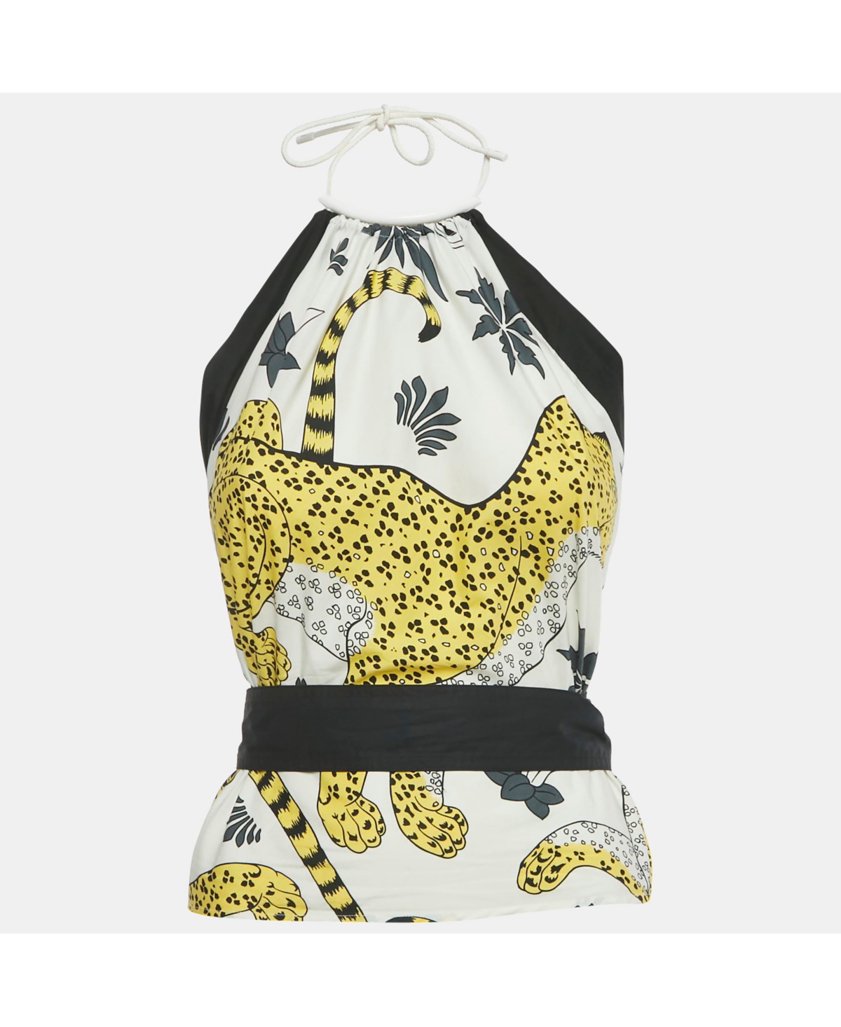 Click here for Pre-Owned Hermes Womens White/yellow Leopard Print... prices