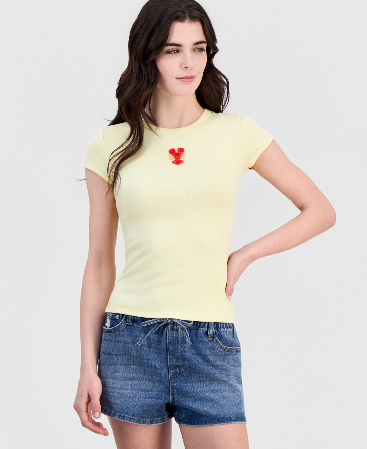 Click here for Just Polly Juniors Beachy Beaded Short-Sleeve T-Sh... prices