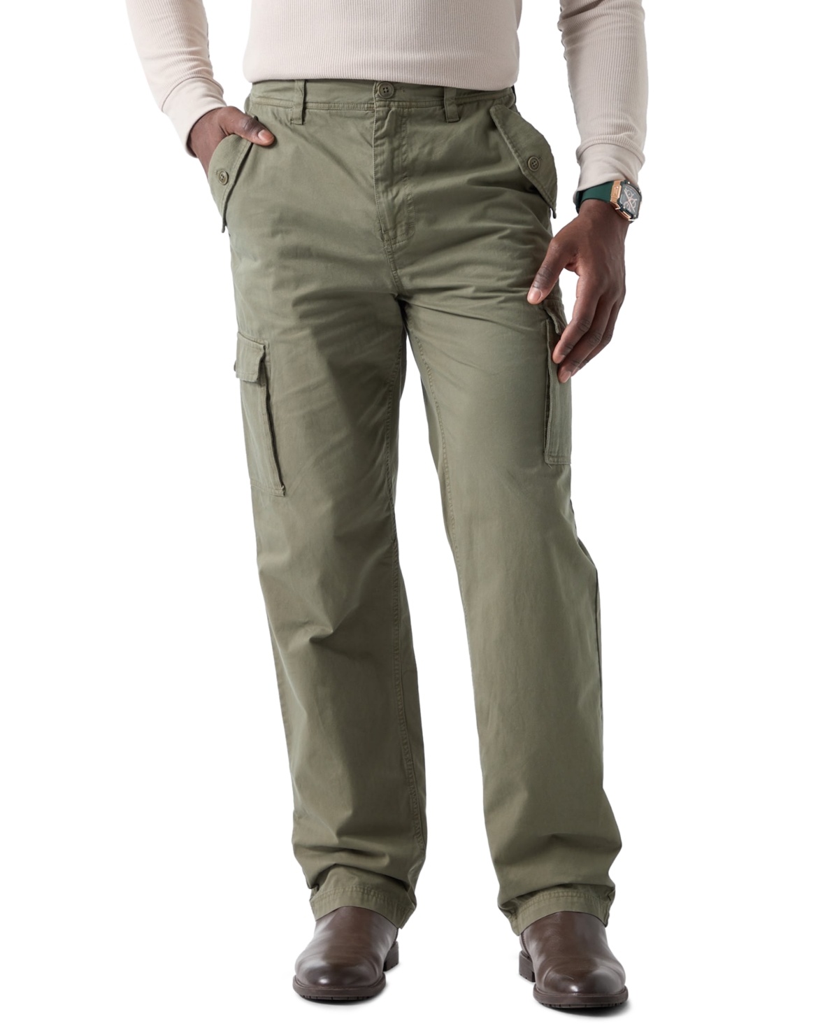 Click here for Guess Mens Owen Straight-Fit Cargo Pants - Olive prices