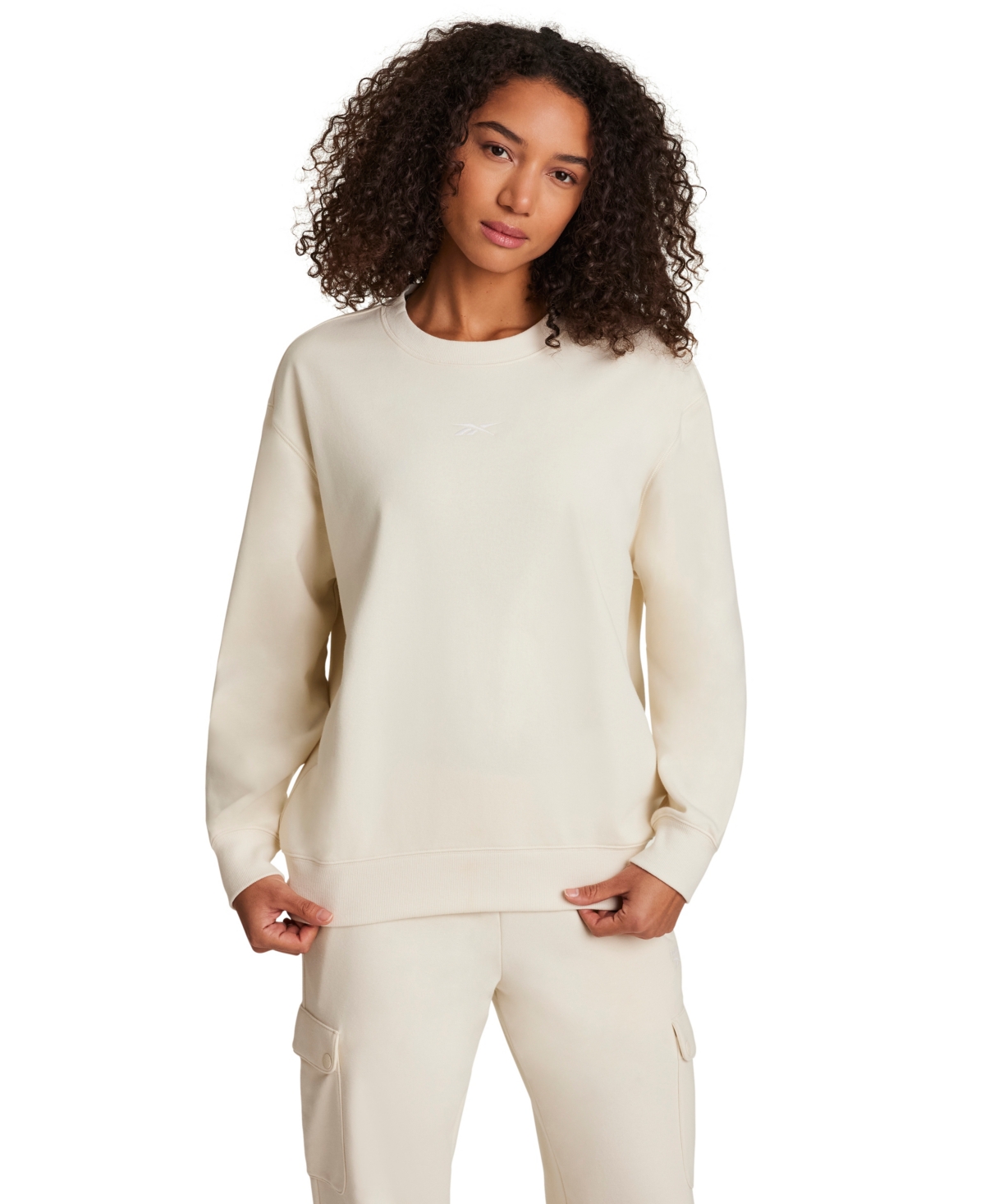 Click here for Reebok Womens Oversized Vector Crewneck Top - Alab... prices