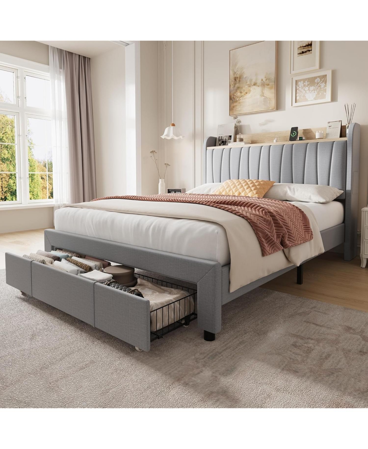Click here for gaomon Upholstered Platform Bed Frame with Storage... prices