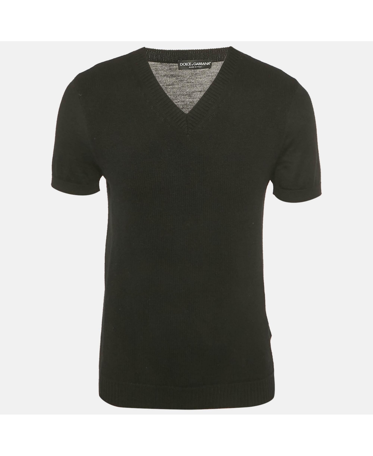 Click here for Pre-Owned Dolce & Gabbana Mens Black Rib Knit V-Ne... prices