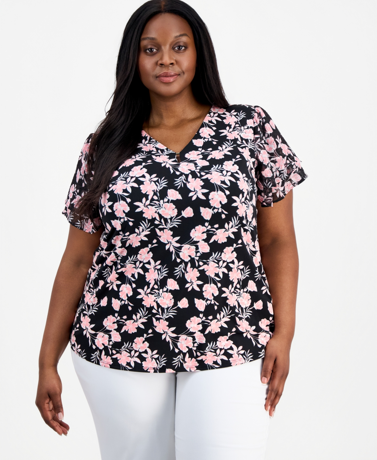 Click here for Jones New York Plus Size Clip-Dot Double-Flutter-S... prices