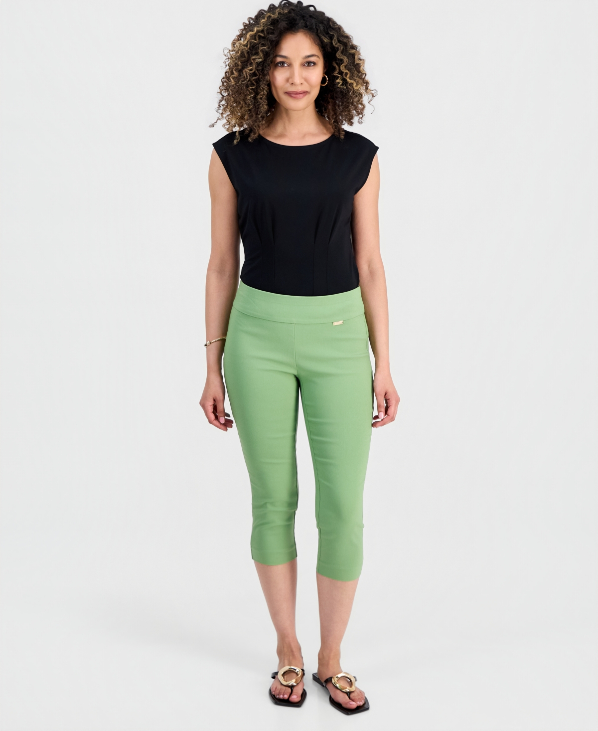 I.n.c. International Concepts Petite Tummy-Control Pull-On Capri Pants  Created for Macys - Sweet Pea