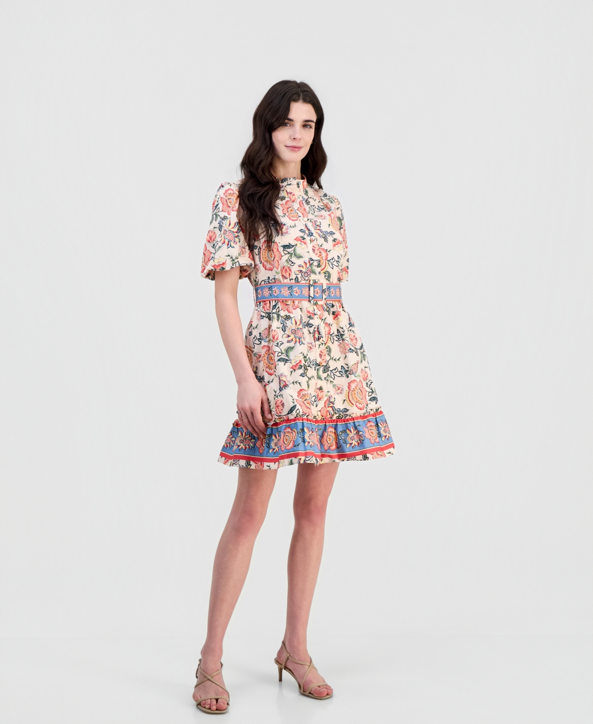 Click here for Sam Edelman Womens Poplin Short-Sleeve Belted Bord... prices