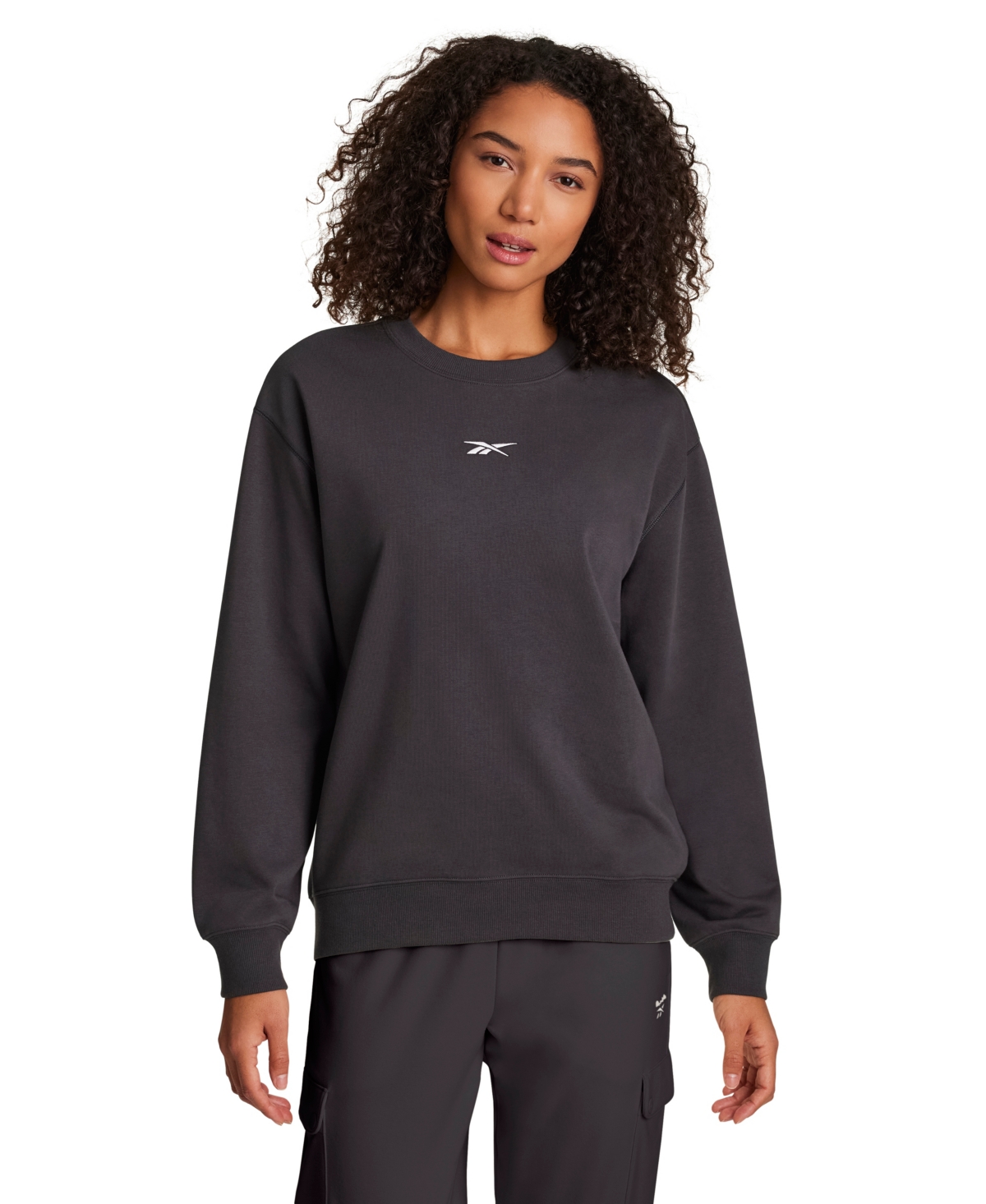 Click here for Reebok Womens Oversized Vector Crewneck Top - Grey prices