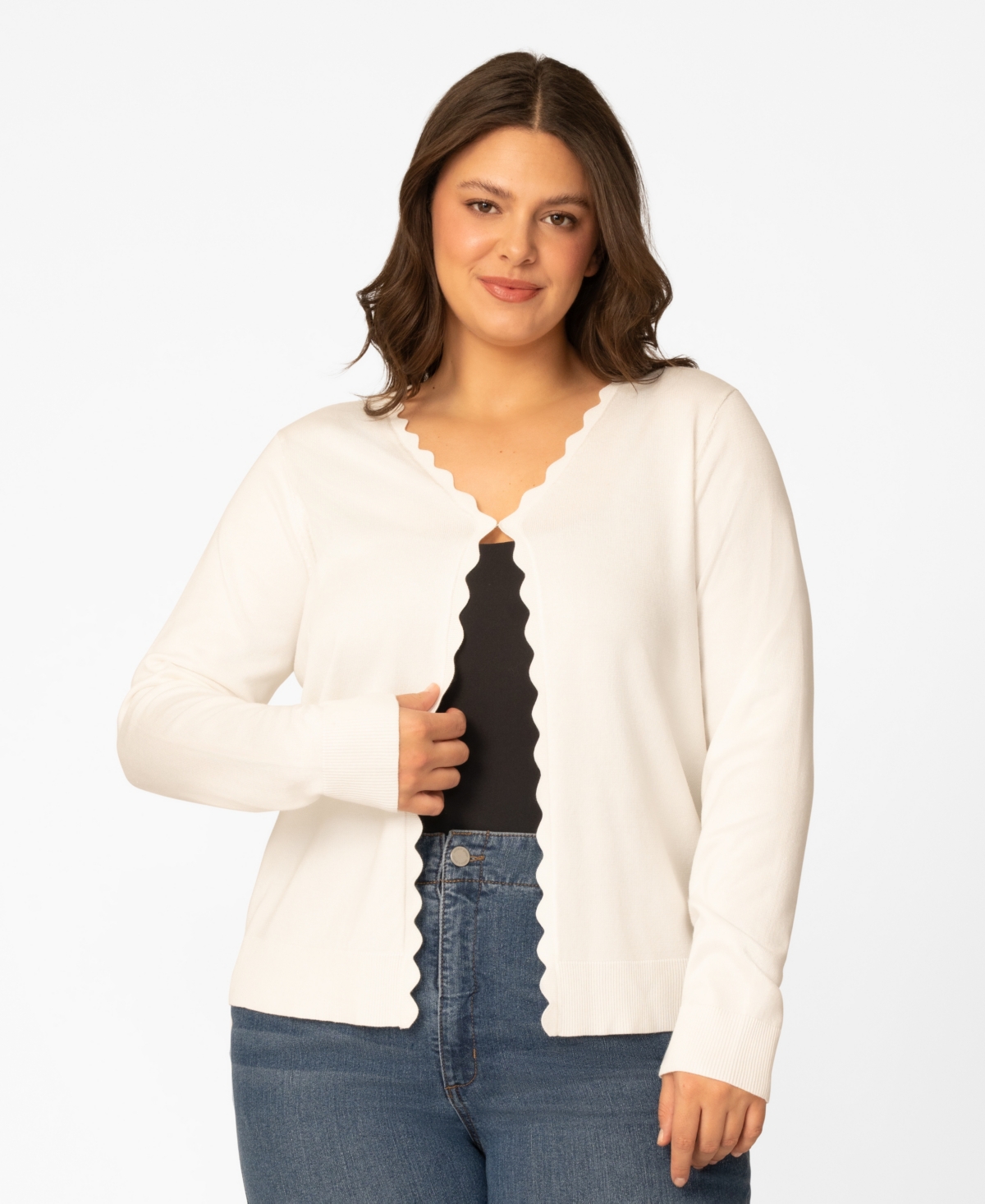 Click here for Melissa Paige Plus Size Scalloped Trim Button Fron... prices