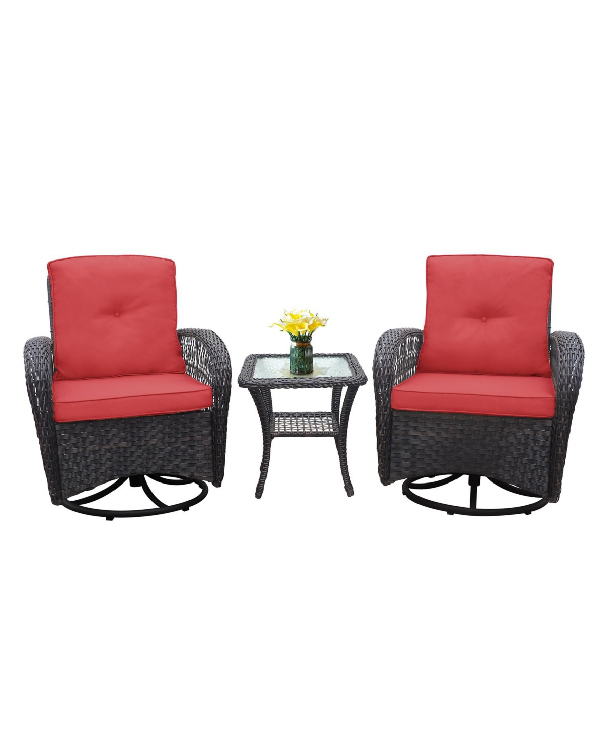 Click here for Flynama 3 Piece Outdoor Wicker Rocker Swivel Patio... prices