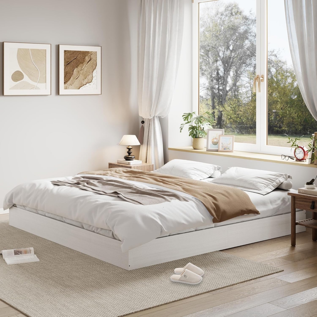 Click here for gaomon Wood Platform Bed with Sturdy Wooden Slats... prices