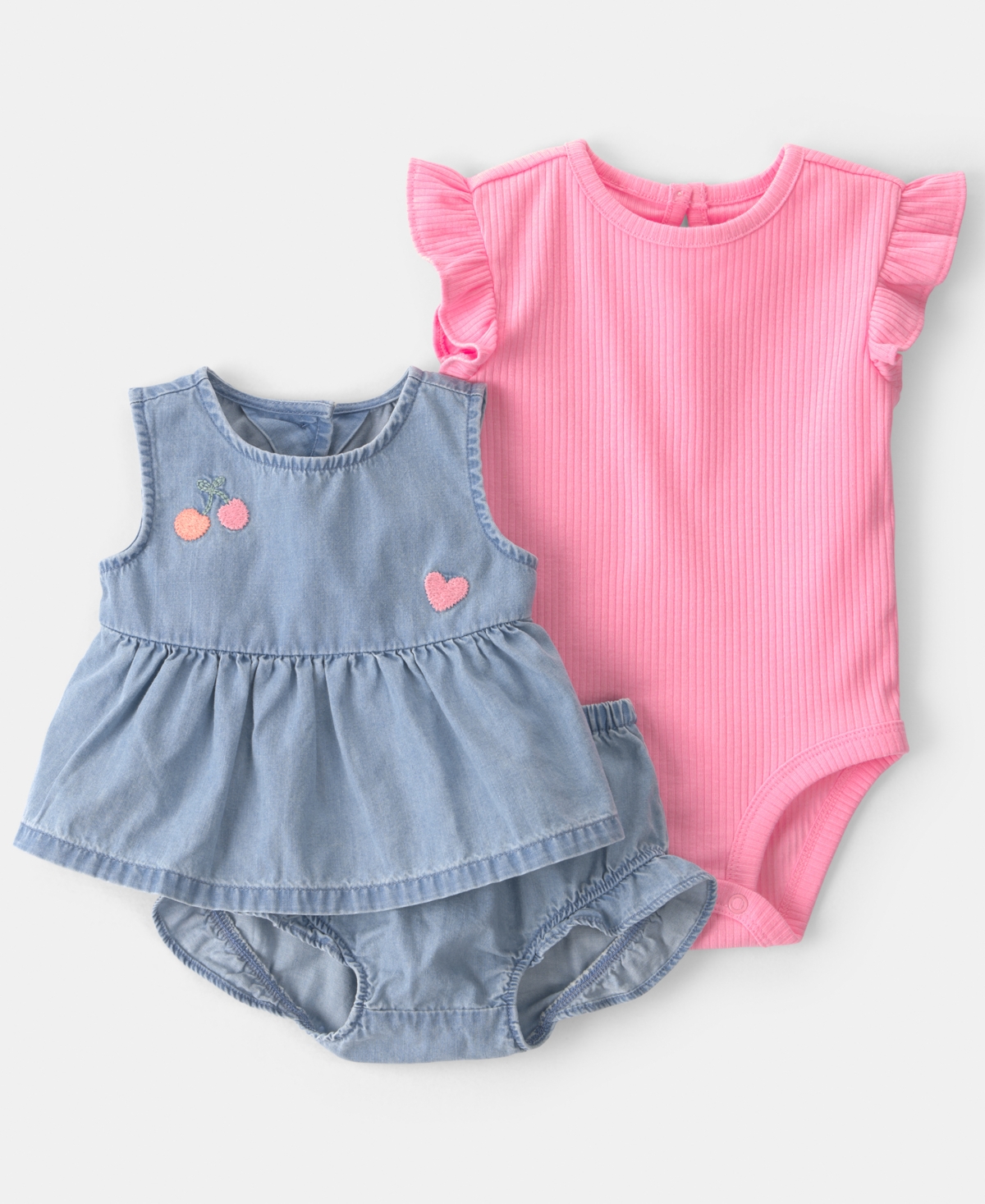 Click here for Carters Baby Girls Cherry Chambray Sleeveless Top... prices