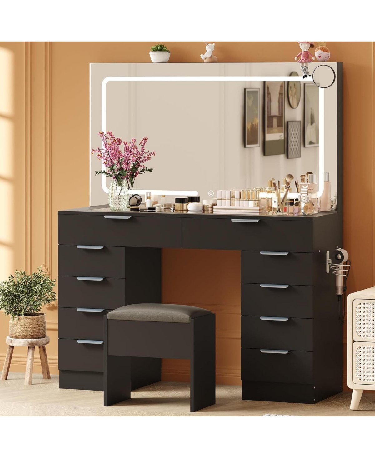 Click here for Gaomon Black Large Lighted Mirror Vanity  Spacious... prices