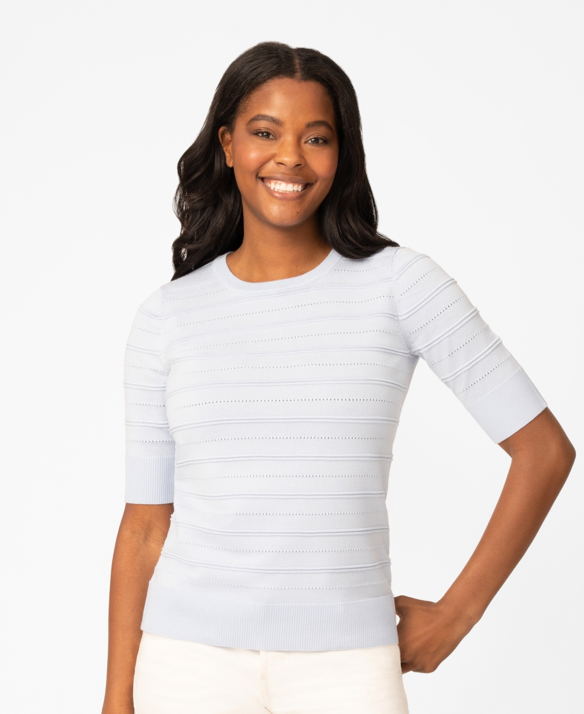 Click here for Melissa Paige Petite Ottoman Stitch Elbow-Sleeve C... prices