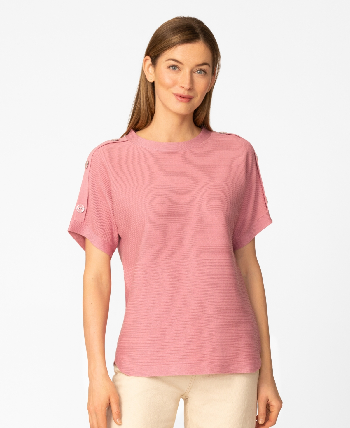 Click here for Melissa Paige Womens Vertical Rib Sweater Knit T-S... prices