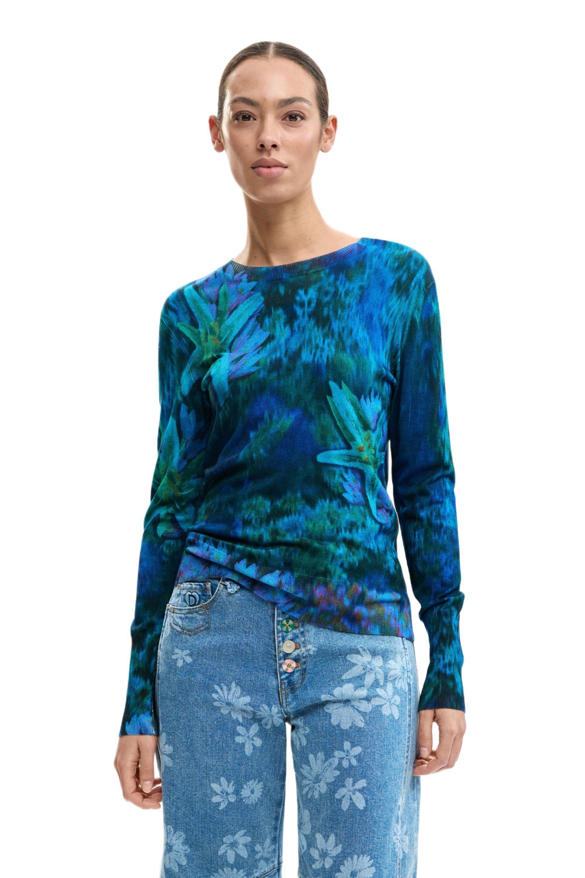Click here for Desigual Womens Fine Garden Flowers Sweater - Gree... prices