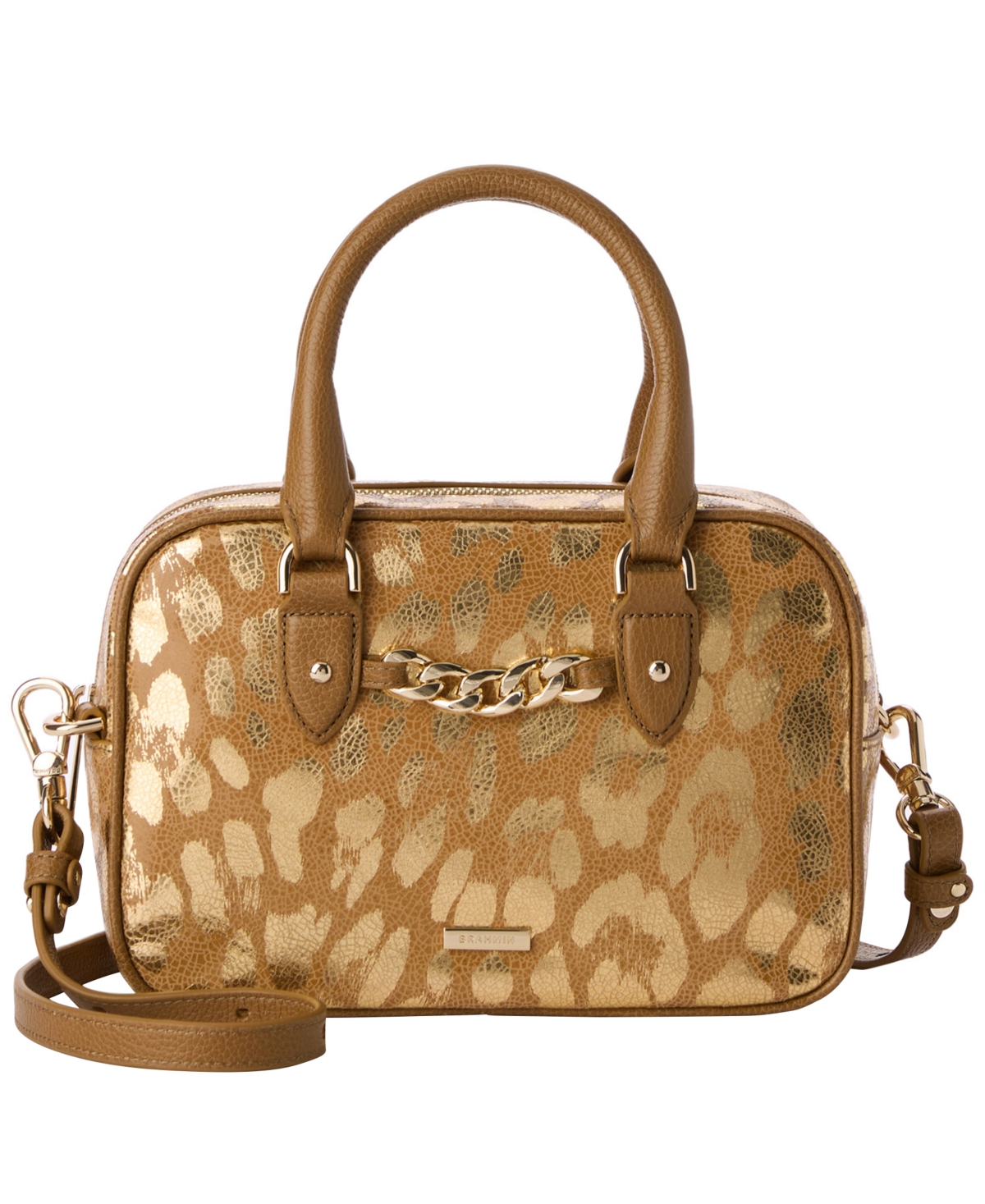 Click here for Brahmin Mara Glimmer Small Leather Satchel Bag - G... prices