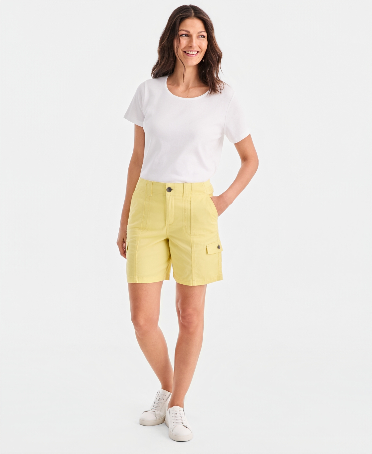 Click here for Style & Co Womens Mid-Rise Comfort-Waist Cargo Sho... prices