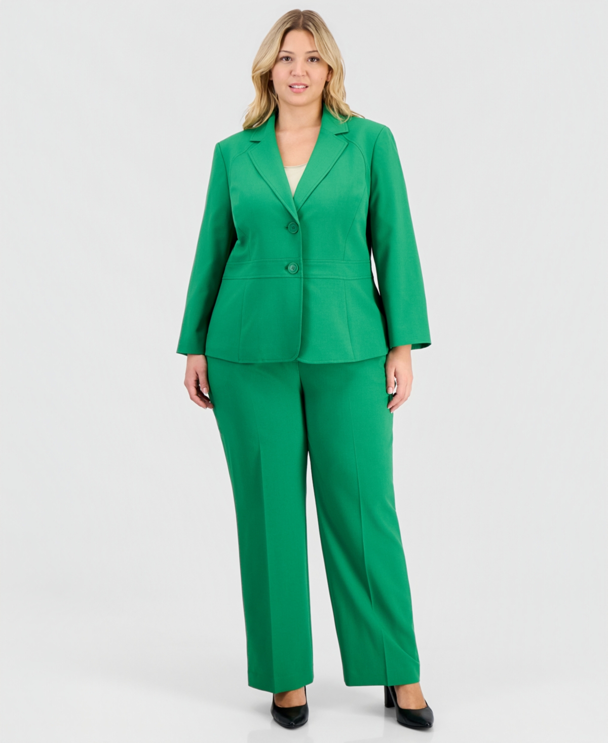 Click here for Le Suit Plus Size Two-Button Waist-Inset Pantsuit... prices