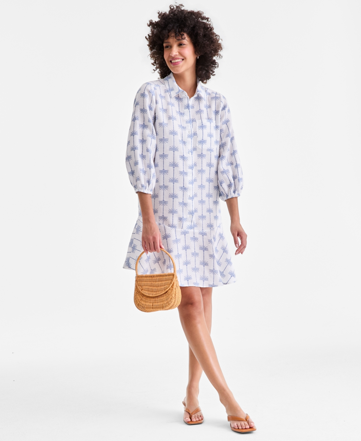 Click here for Charter Club Womens 100 Linen Flounce Shirtdress... prices