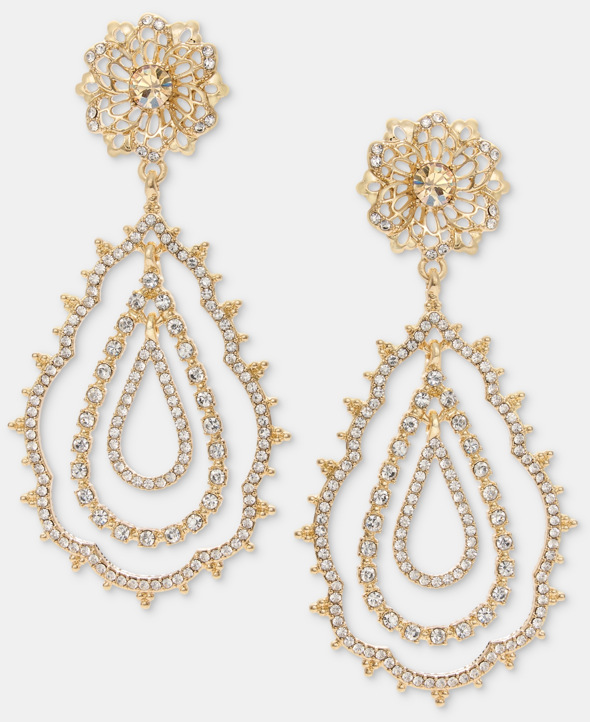 Click here for Marchesa Crystal Flower Orbital Statement Earrings... prices