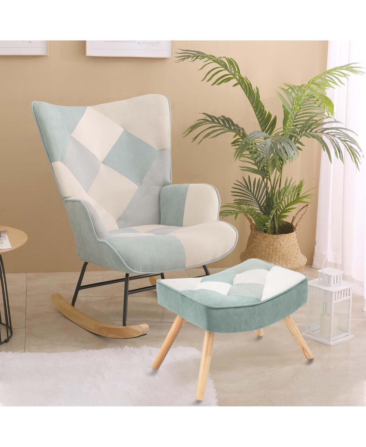 Click here for Flynama Mid Century Rocking Chair with Ottoman Pat... prices