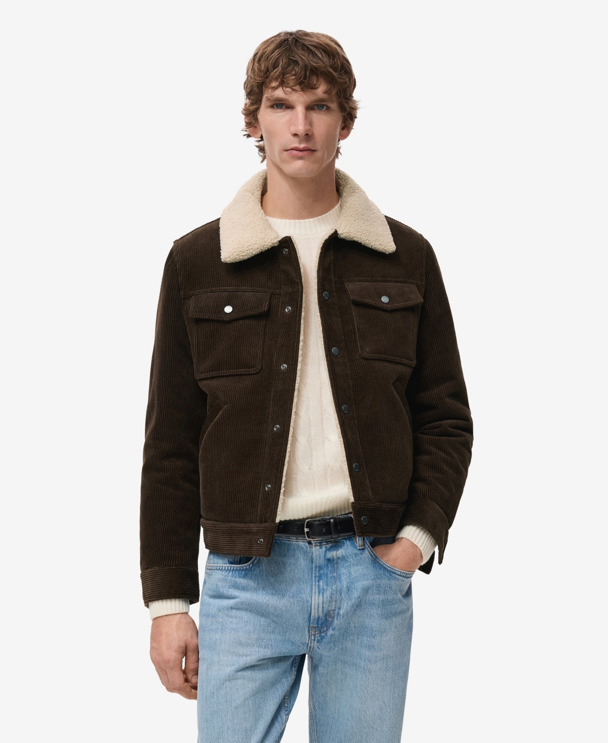 Click here for Mango Mens Shearling-Effect Lining Corduroy Jacket... prices