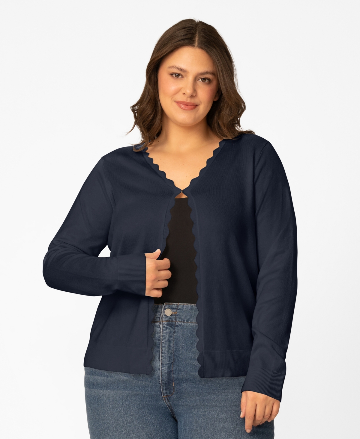 Click here for Melissa Paige Plus Size Scalloped Trim Button Fron... prices
