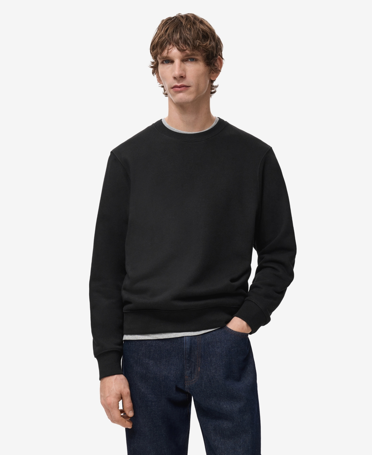 Click here for Mango Mens Regular-Fit Cotton Sweatshirt - Black prices