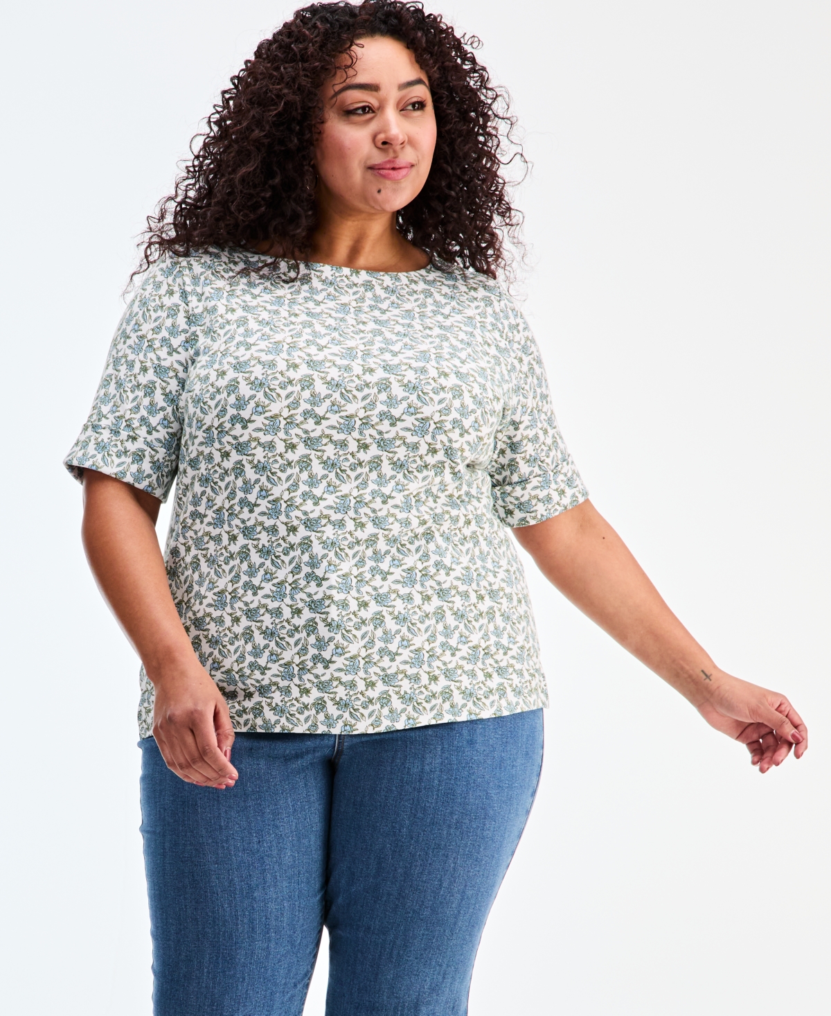 Click here for Style & Co Plus Size Boat-Neck Elbow Sleeve Cotton... prices