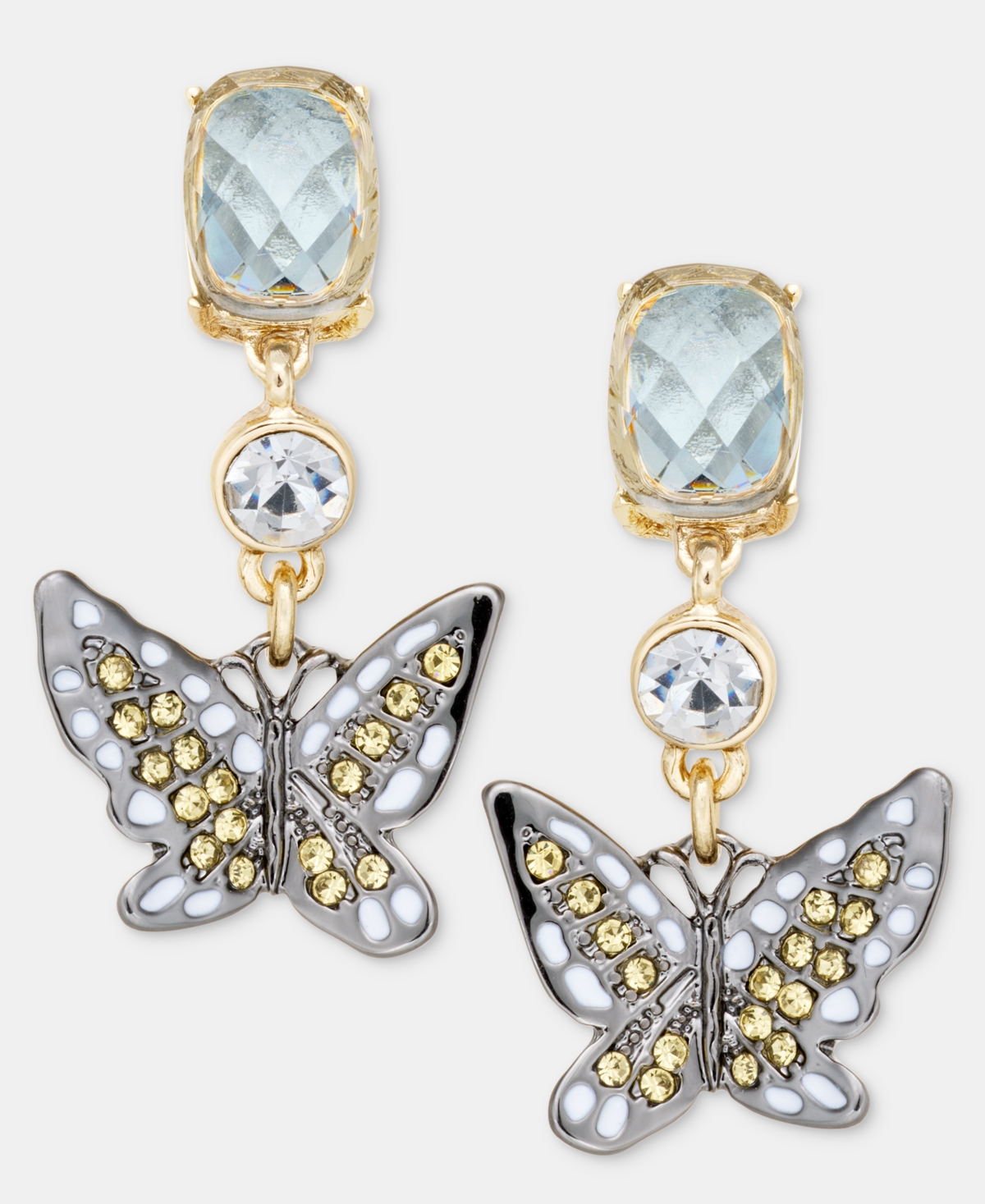 Click here for Anne Klein Mixed Stone Butterfly Clip-On Drop Earr... prices