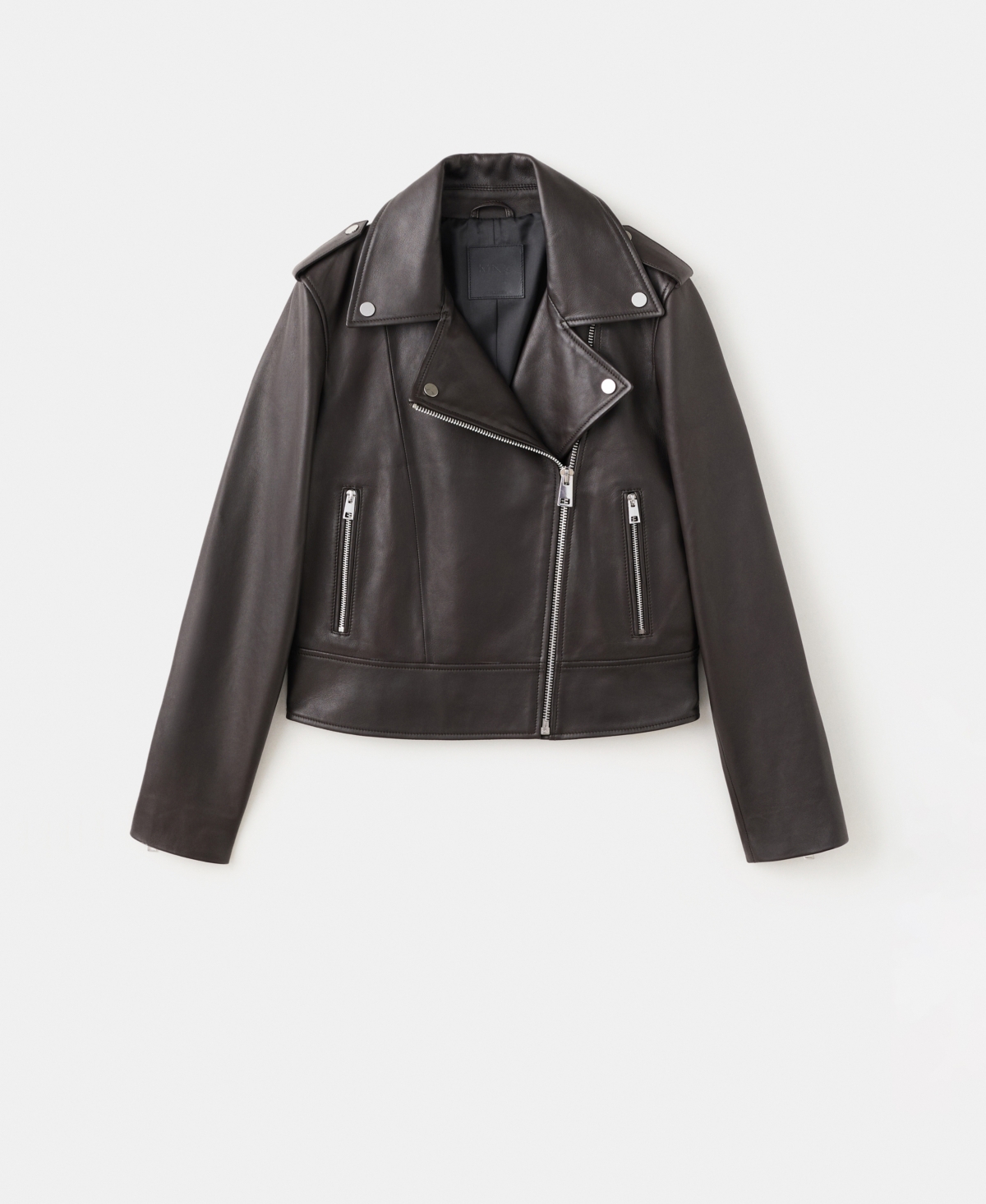 Click here for Mango Womens Leather Biker Jacket - Chocolate prices