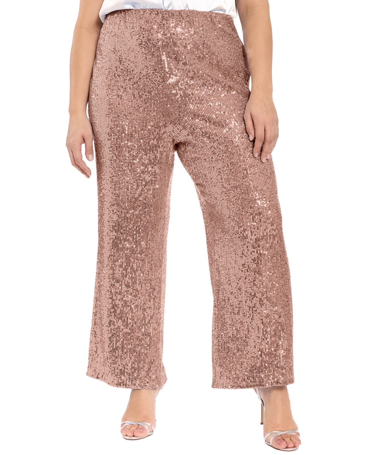 Click here for Muse Plus Size Sequin Pull On Pants - Rose Pink prices