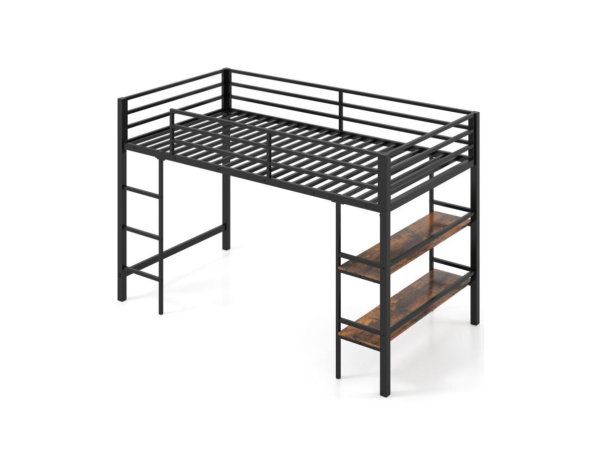 Click here for Slickblue Twin Low Loft Bed with Ladder and Shelf... prices
