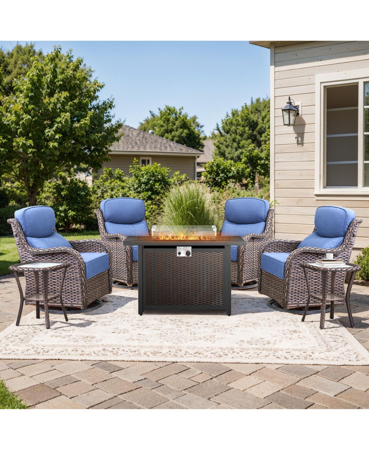 Click here for Gymojoy Crescent Brown Wicker Fire Pit Conversatio... prices