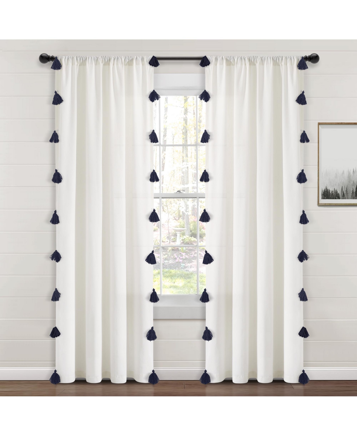 Click here for Lush Decor Boho Faux Linen Texture Tassel Window C... prices