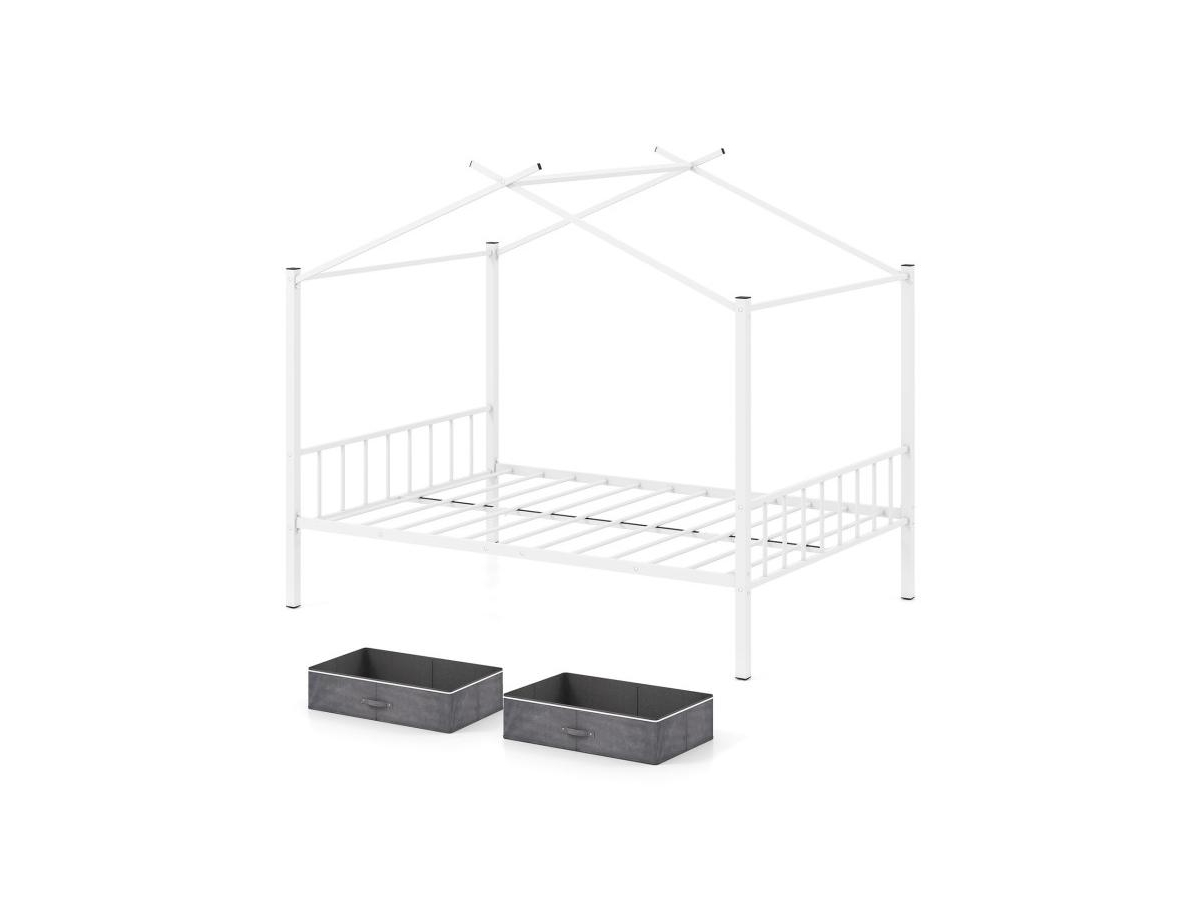 Click here for Slickblue Kids Full Metal House Bed with Roof Fram... prices