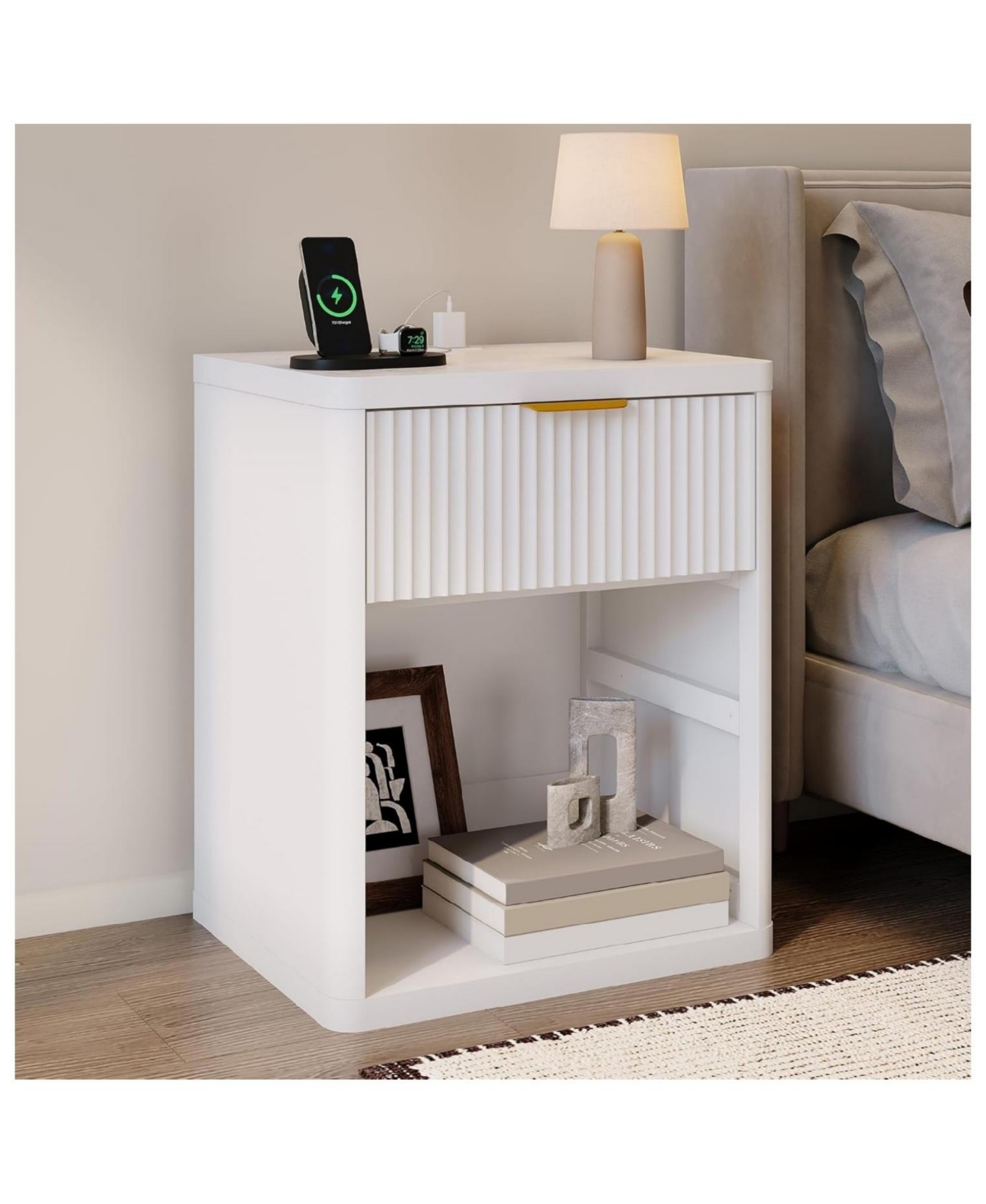 Click here for gaomon 1PC Fluted Nightstand  Drawer Storage Bedsi... prices