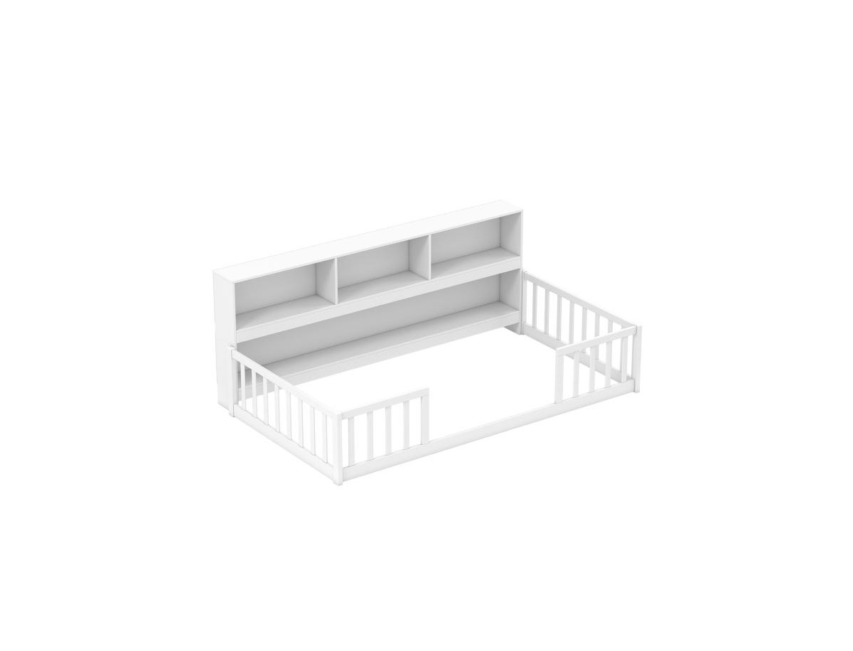 Click here for Slickblue Kids Twin Floor Bed with Bookcase and Mo... prices