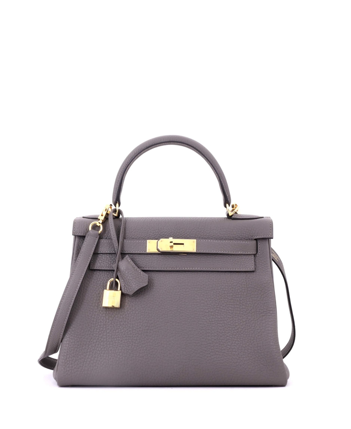 Click here for Pre-Owned HERMES Kelly 28 Handbag Grey Togo with G... prices