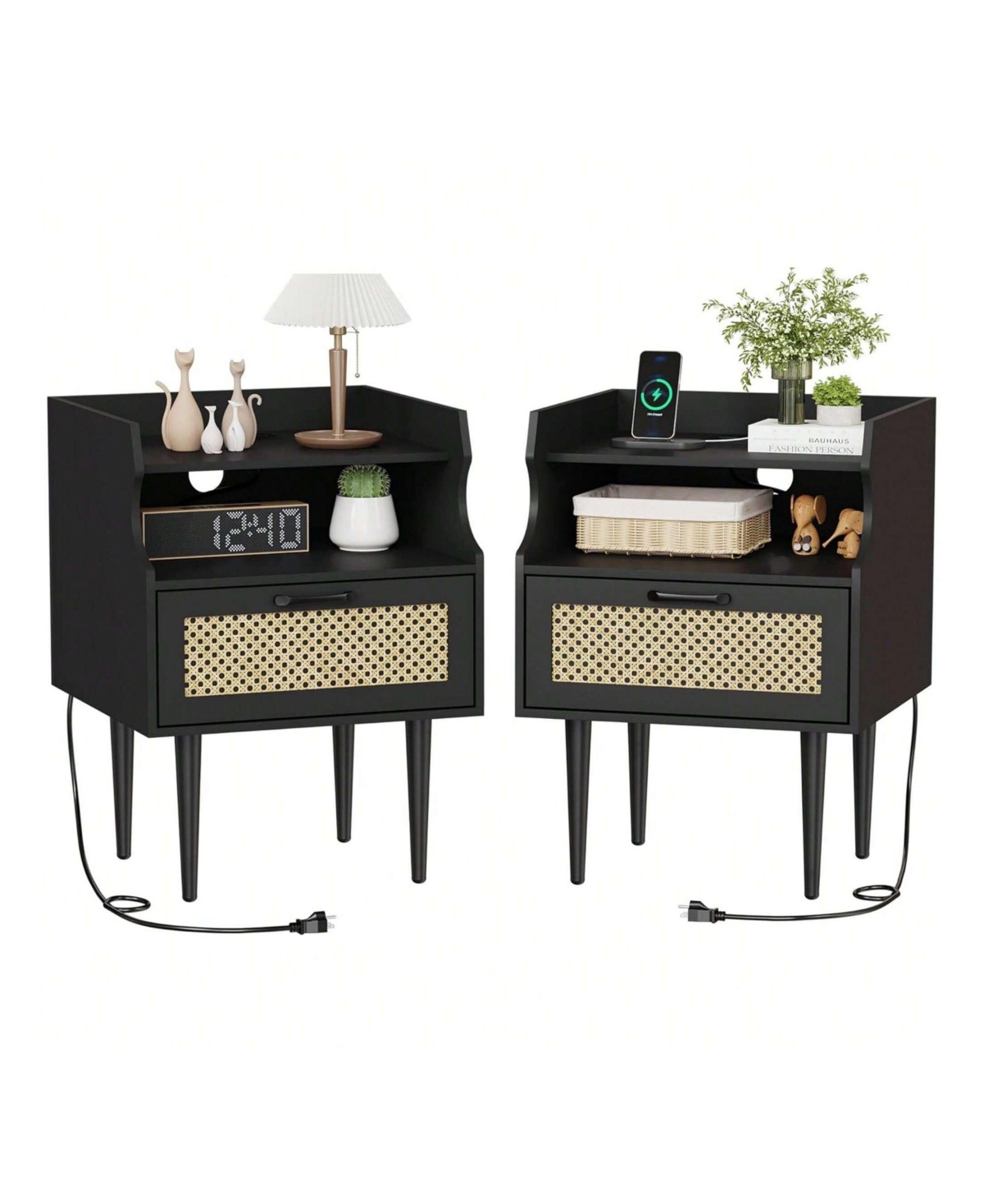 Click here for gaomon Set of 2 Mid Century Rattan Nightstands  Ch... prices