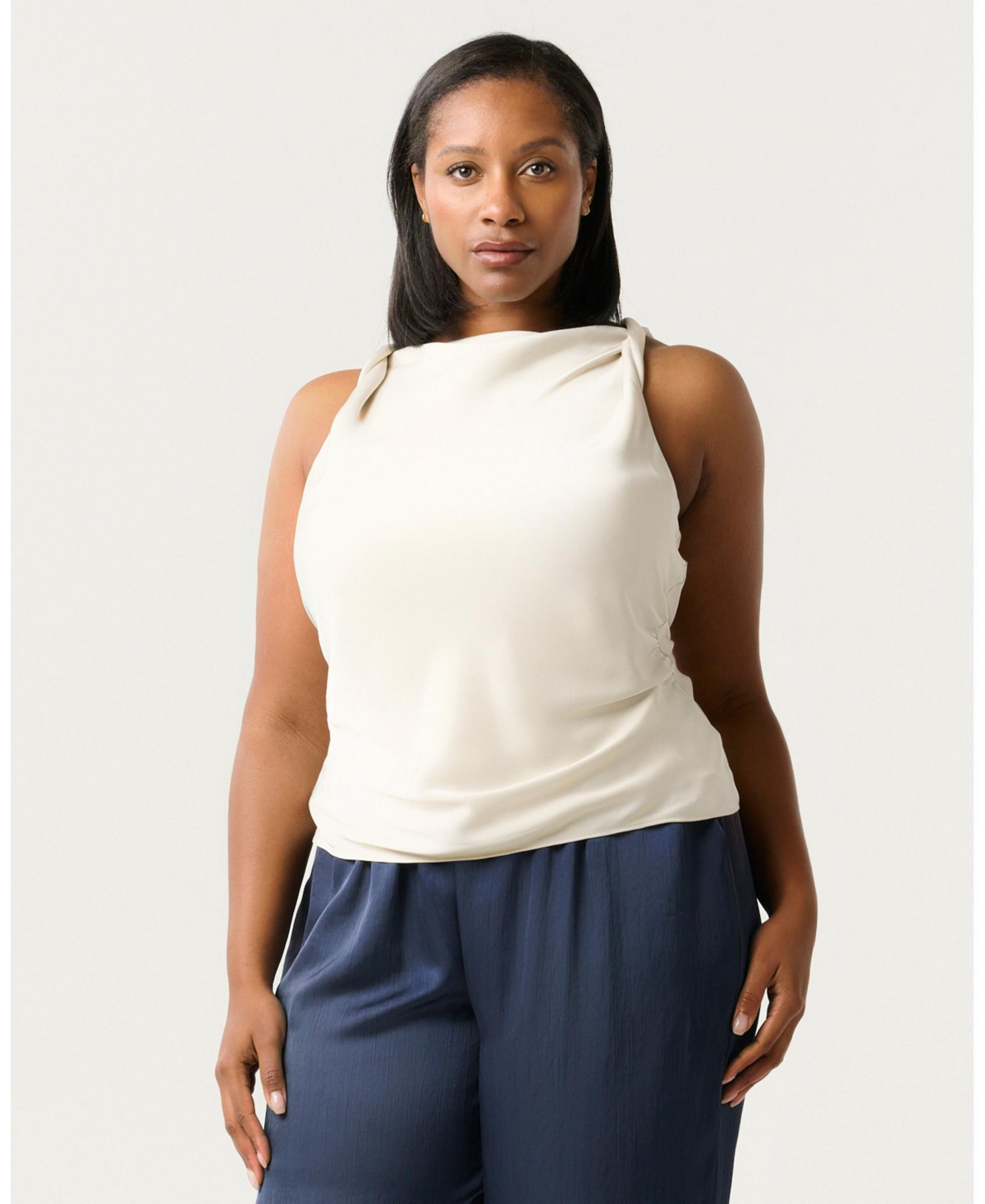 Click here for Estelle Plus Size Tahni Cowl Neck Satin Tank Top -... prices
