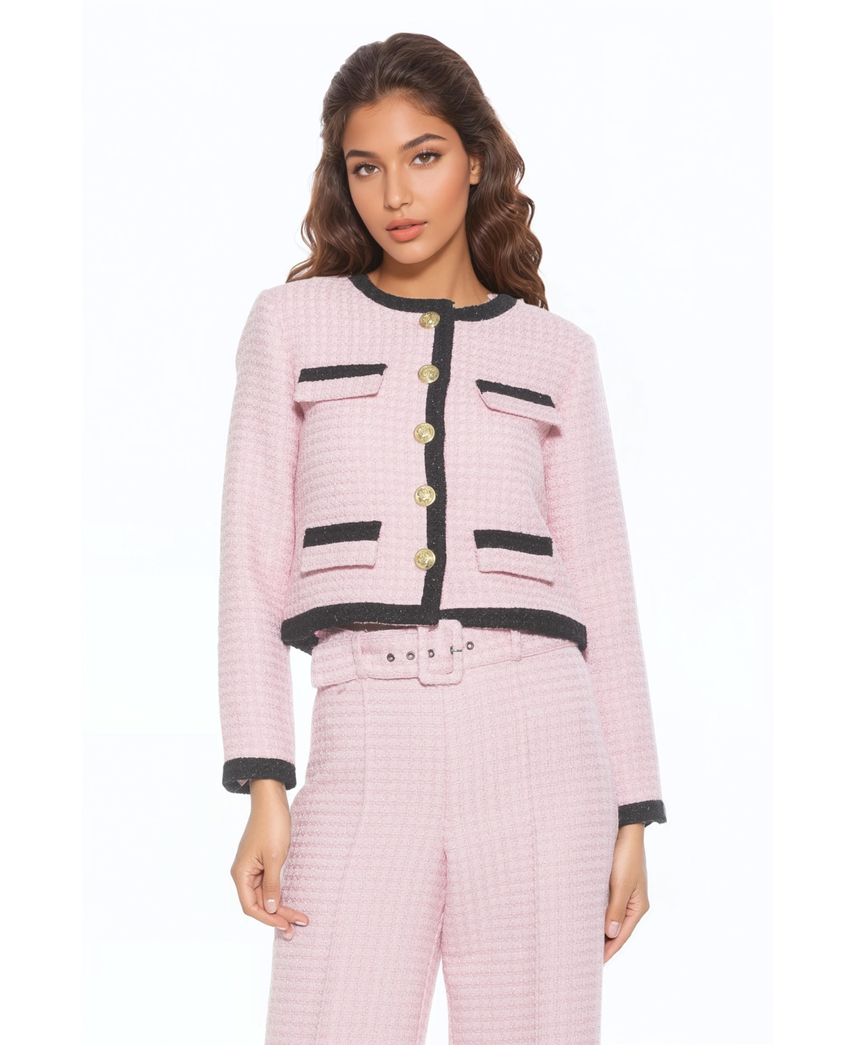 Click here for Alexia Admor Womens Rose Tweed Crewneck Sweater Ja... prices