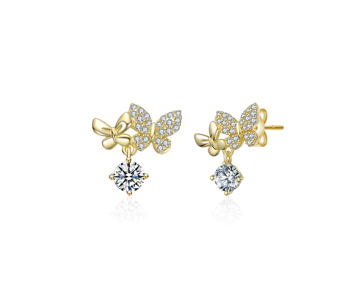 Click here for Rachel Glauber Round Cz Double Butterfly Stud Earr... prices
