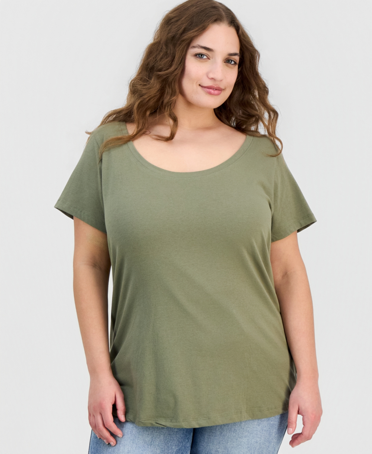 Click here for Aveto Trendy Plus Size Scoop-Neck T-Shirt - Deep L... prices