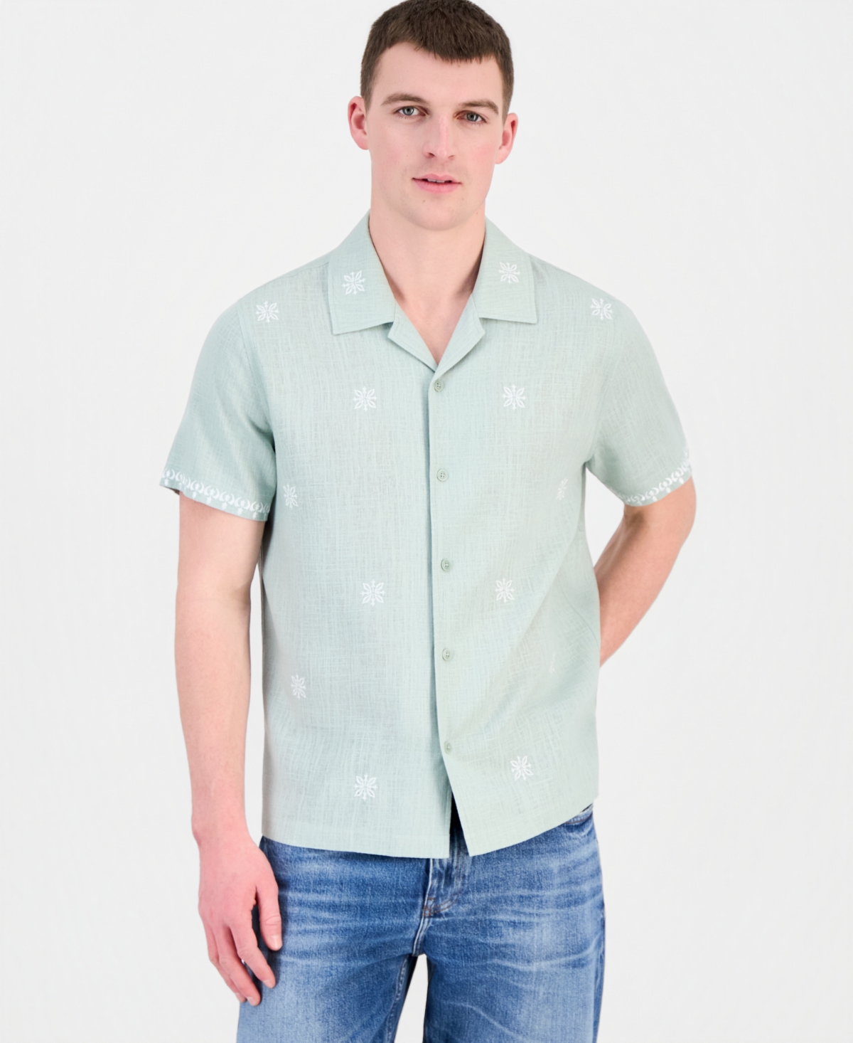 Click here for Guess Mens Coast Border Embroidered Shirt - Sweet... prices